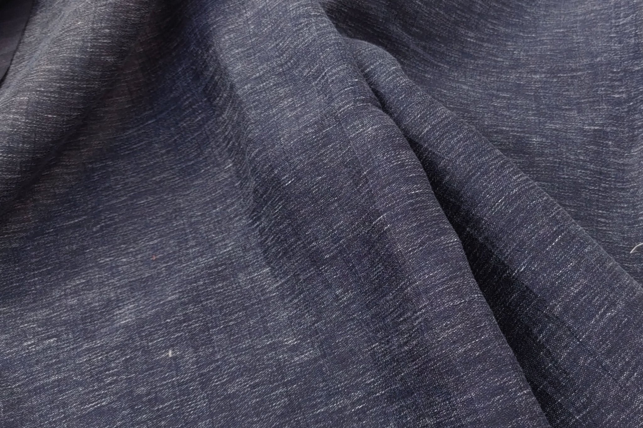 Arctic Nightfall: Linen Nylon Crease Effect Fabric with Subtle White ...