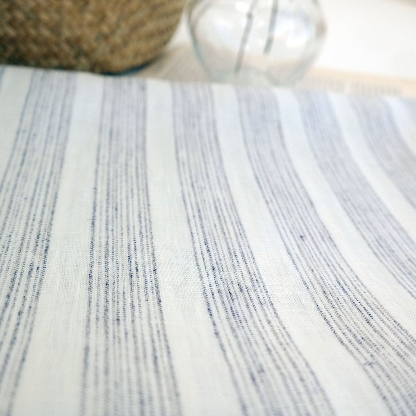 Linen Blend Fabric with Melange Stripe 7203 | The Linen Lab
